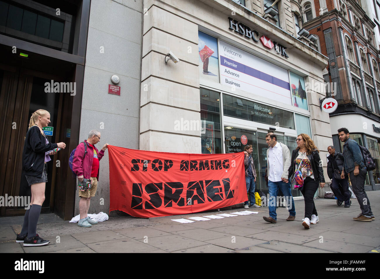 London, UK. 1st July, 2017. Campaigners from London Palestine Action ...