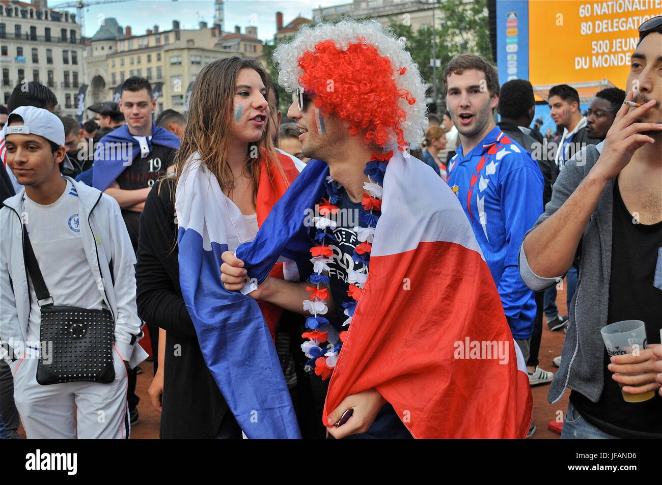 Supporters attend EURO 2016 fanzone in Lyon Stock Photo - Alamy