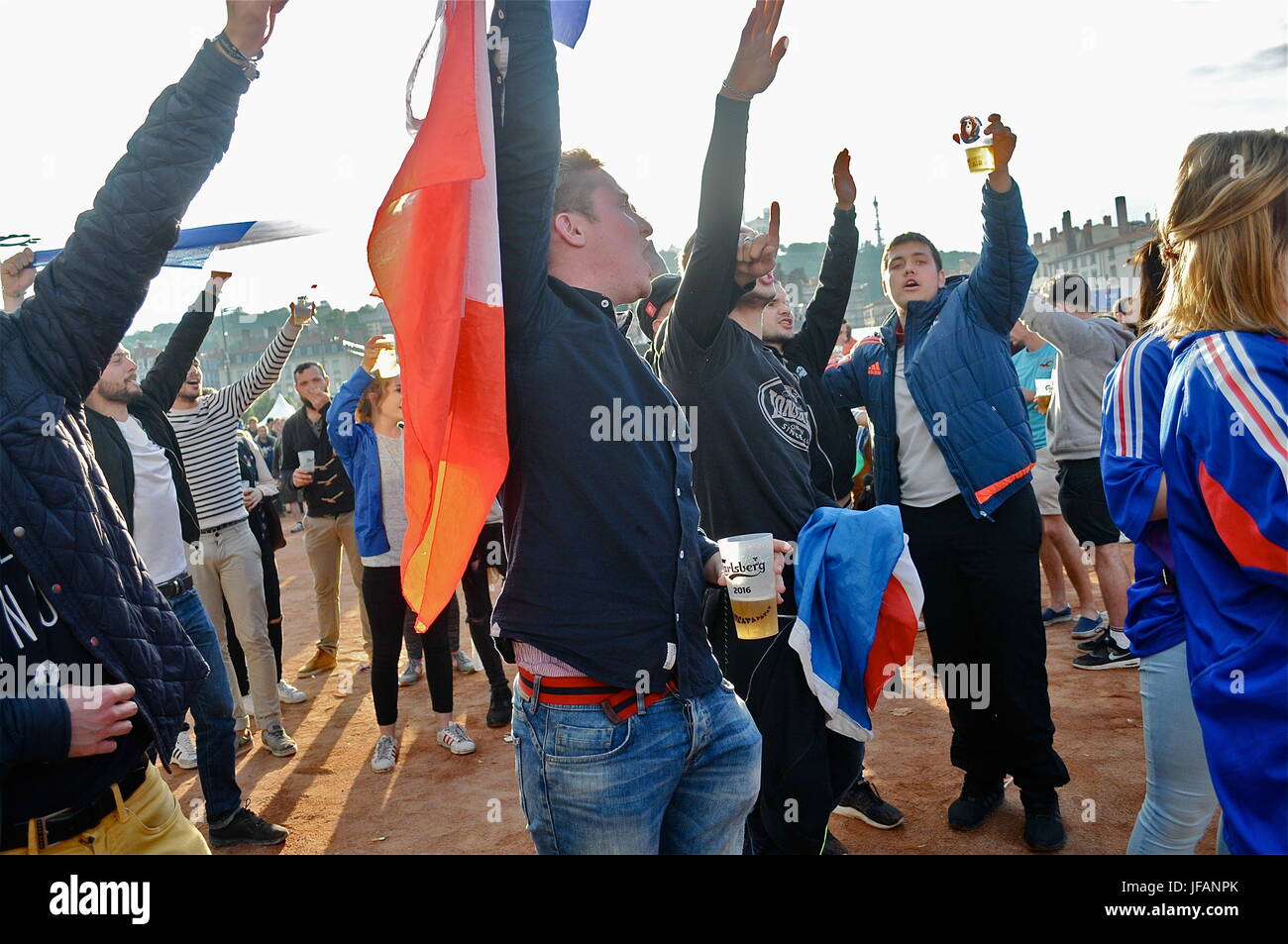 Supporters attend EURO 2016 fanzone in Lyon Stock Photo - Alamy
