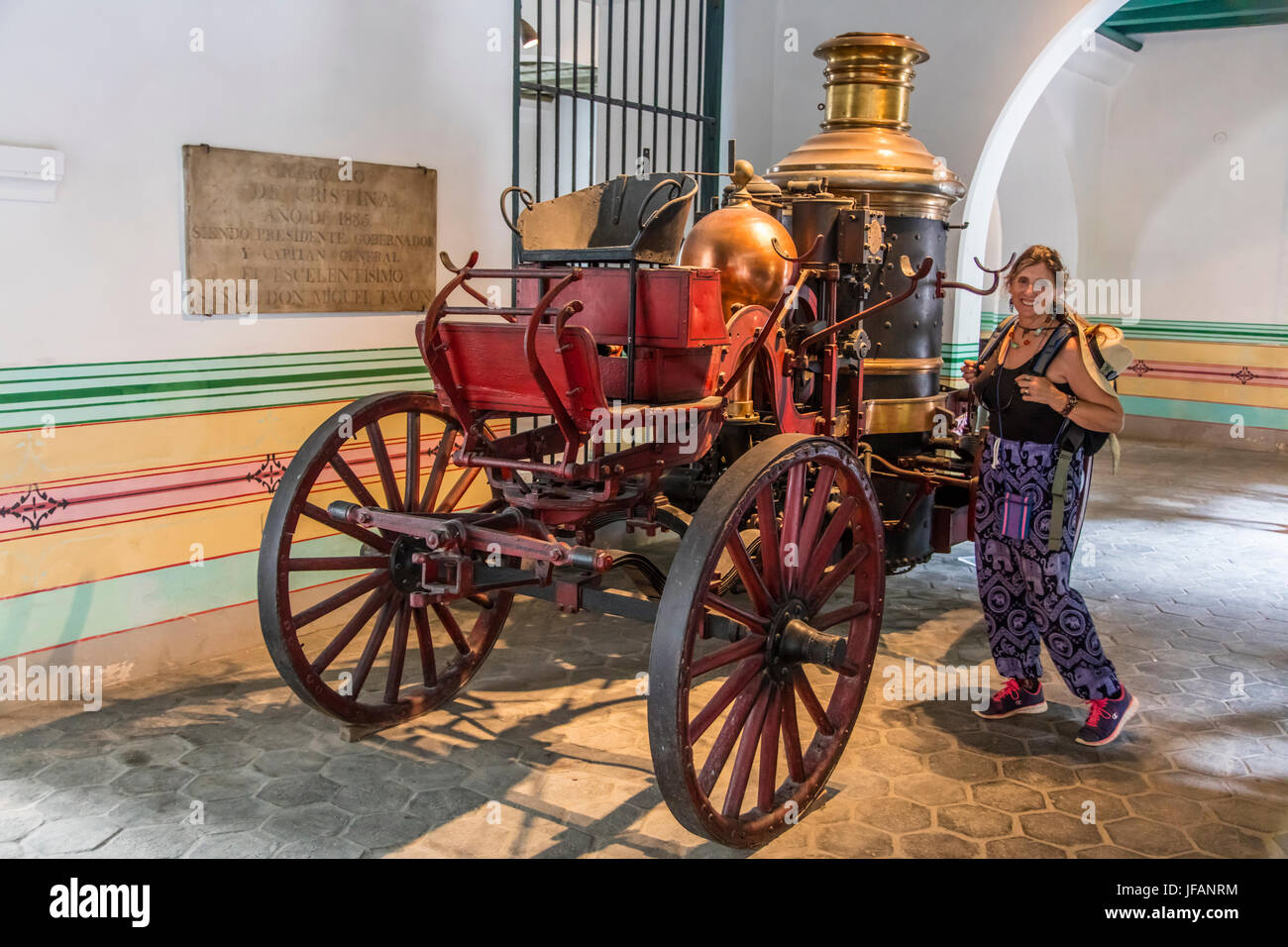 Old fire carriage inside the MUSEO DE LA CUIDAD - HAVANA, CUBA Stock ...
