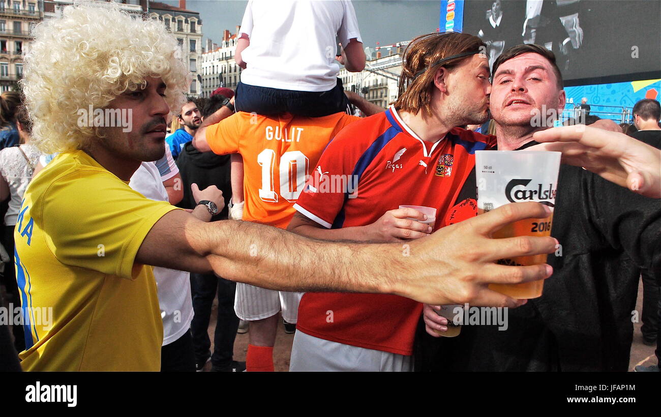 Supporters attend EURO 2016 fanzone in Lyon Stock Photo - Alamy