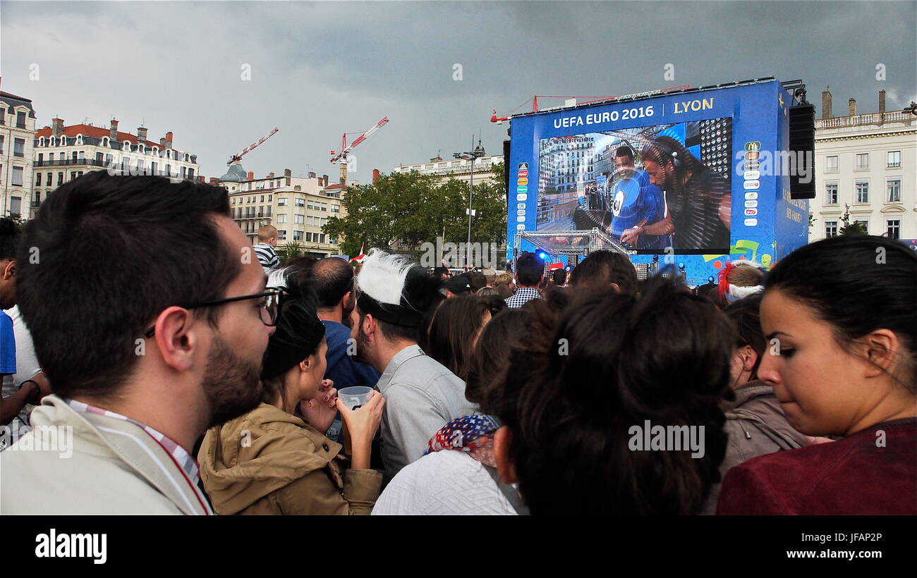 Supporters attend EURO 2016 fanzone in Lyon Stock Photo - Alamy