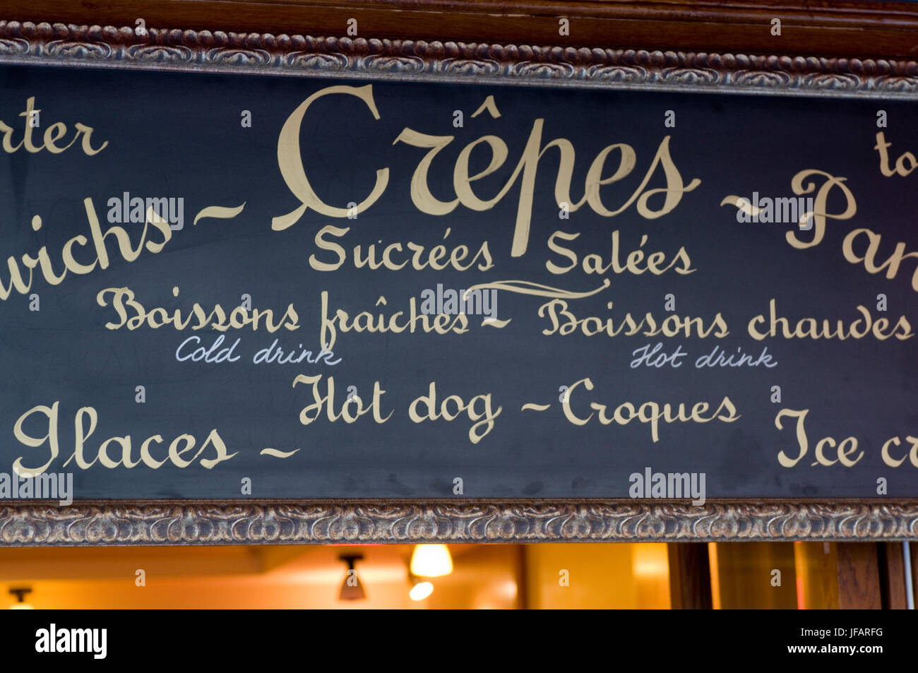 Creperie sign, Ile Saint-Louis, Paris, France Stock Photo - Alamy
