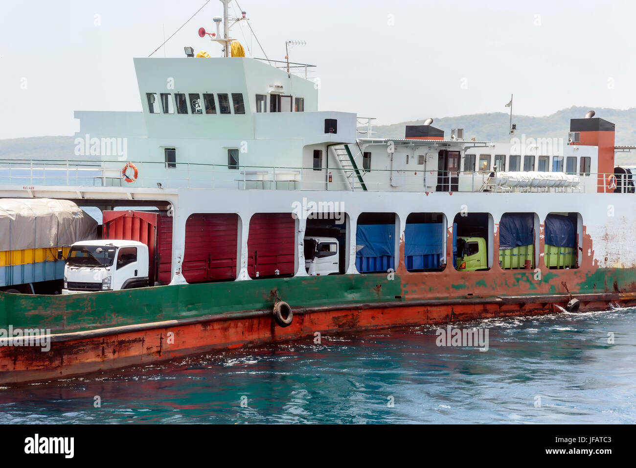 Ferry boat in Indian ocean, Indonesia Stock Photo - Alamy