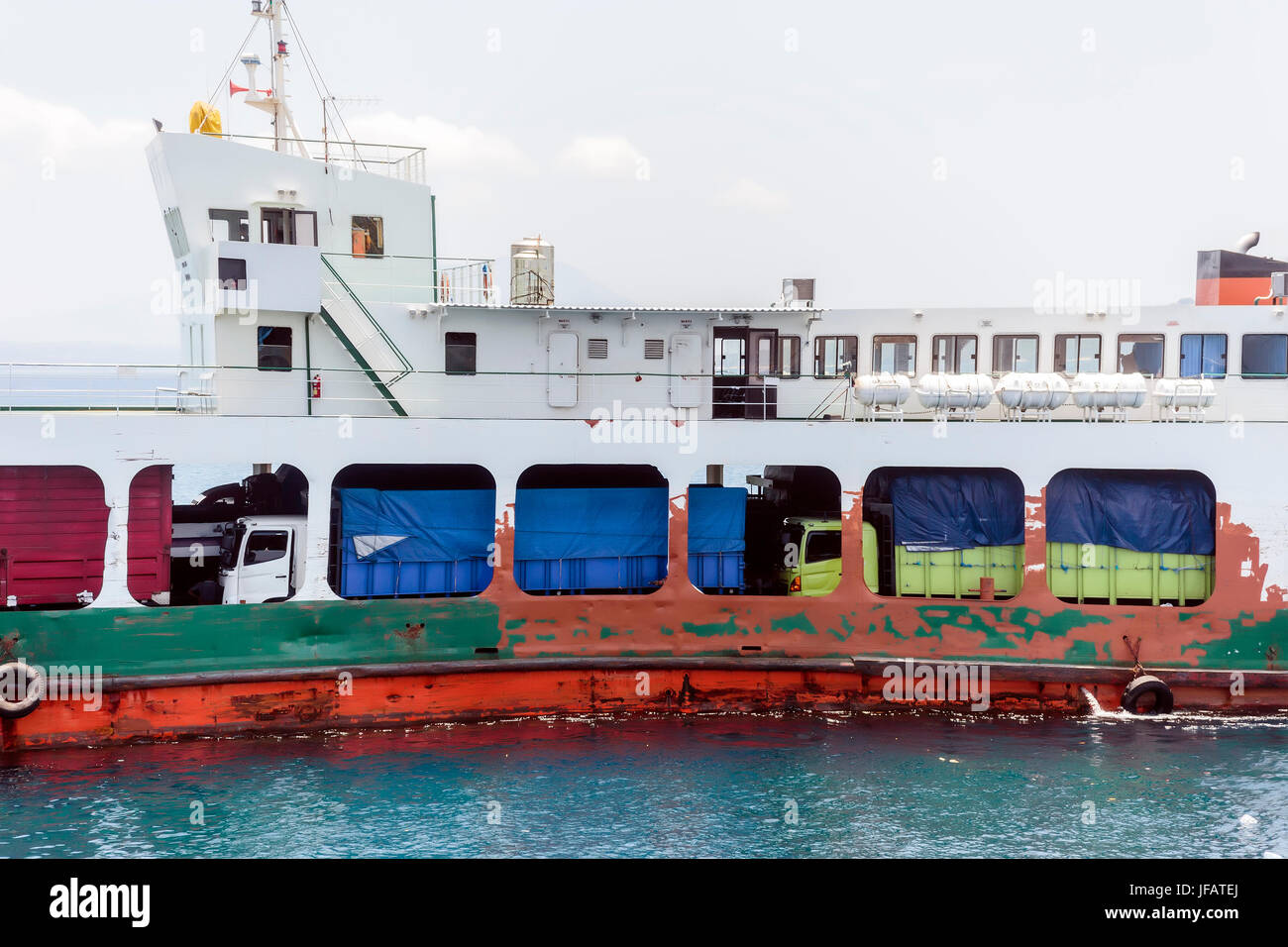 Ferry boat in Indian ocean, Indonesia Stock Photo - Alamy