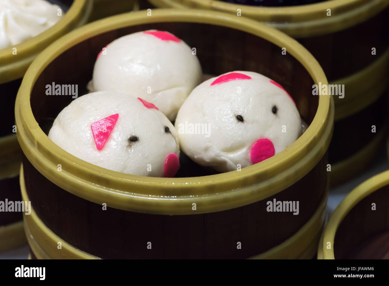 Cute pig baozi chinese steamed buns in Chengdu, China Stock Photo - Alamy