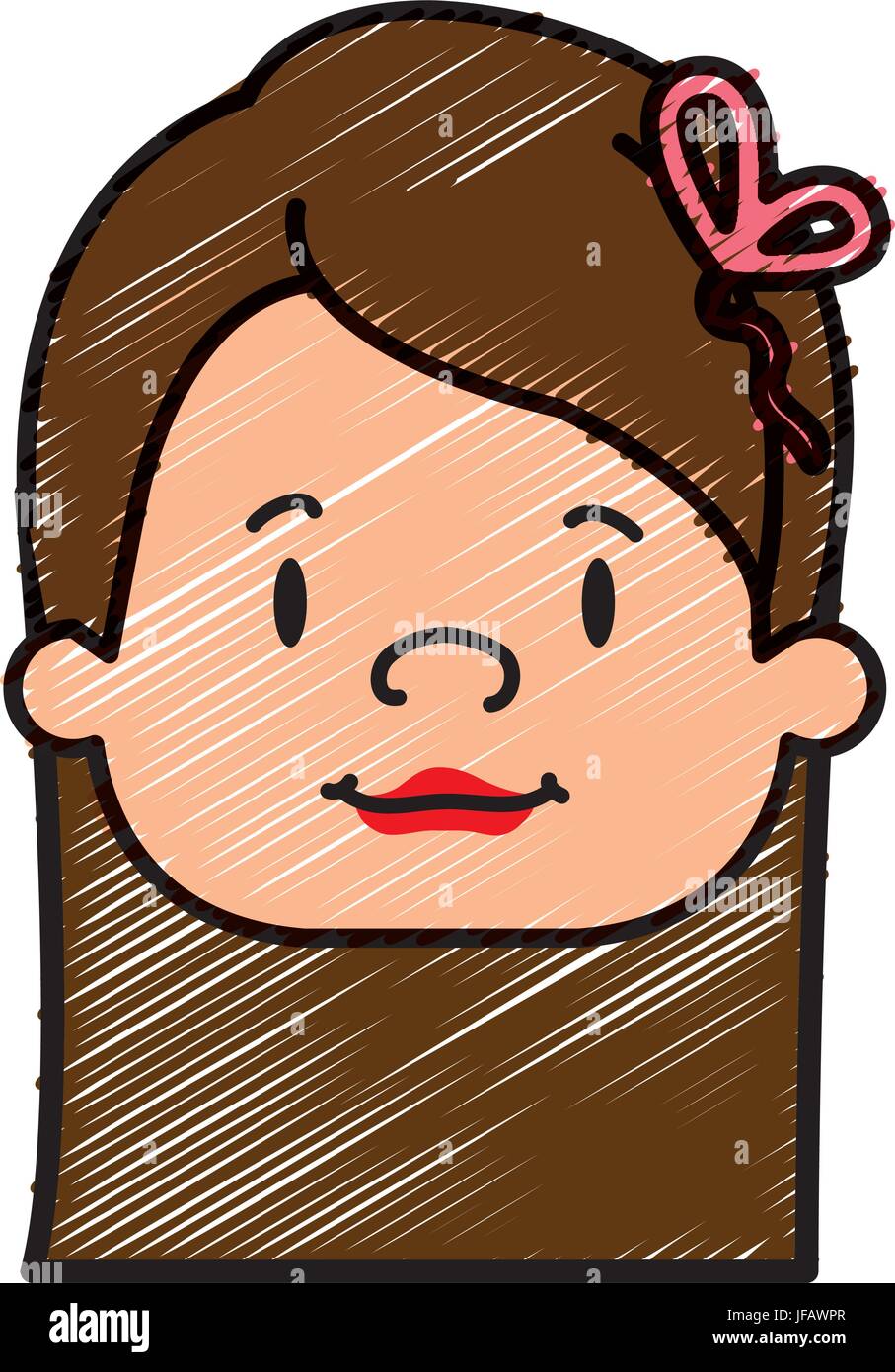 cute little girl head character vector illustration design Stock Vector ...