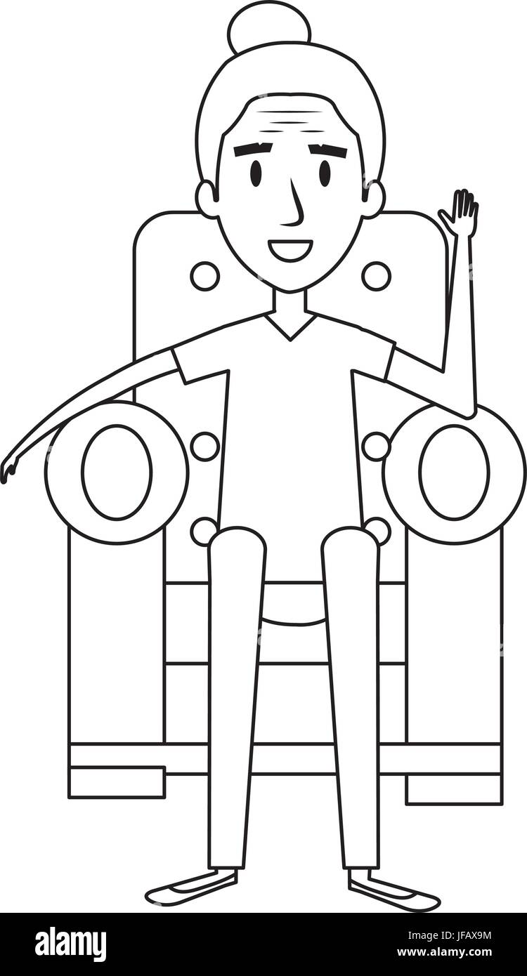 Mother sitting on couch Stock Vector Images - Alamy