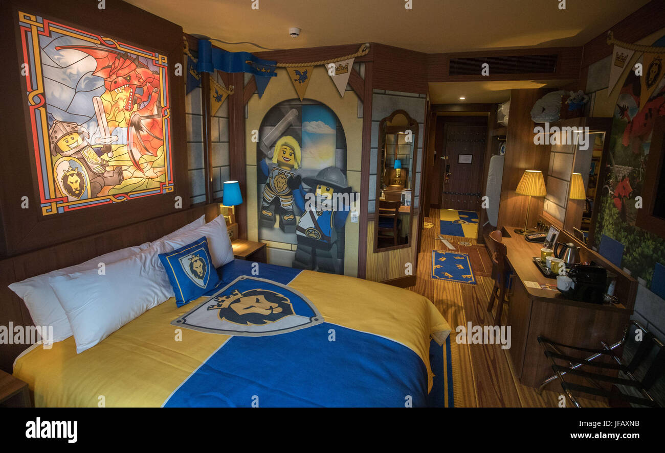 A general view of one of the bedrooms in the new LEGOLAND Castle Hotel ...