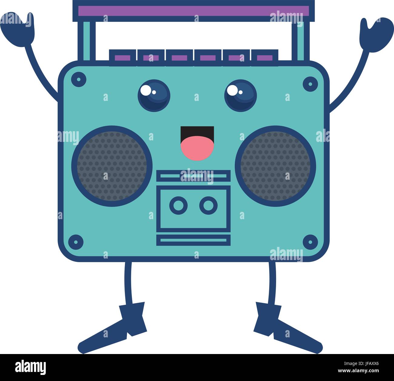 old music player kawaii character vector illustration design Stock ...