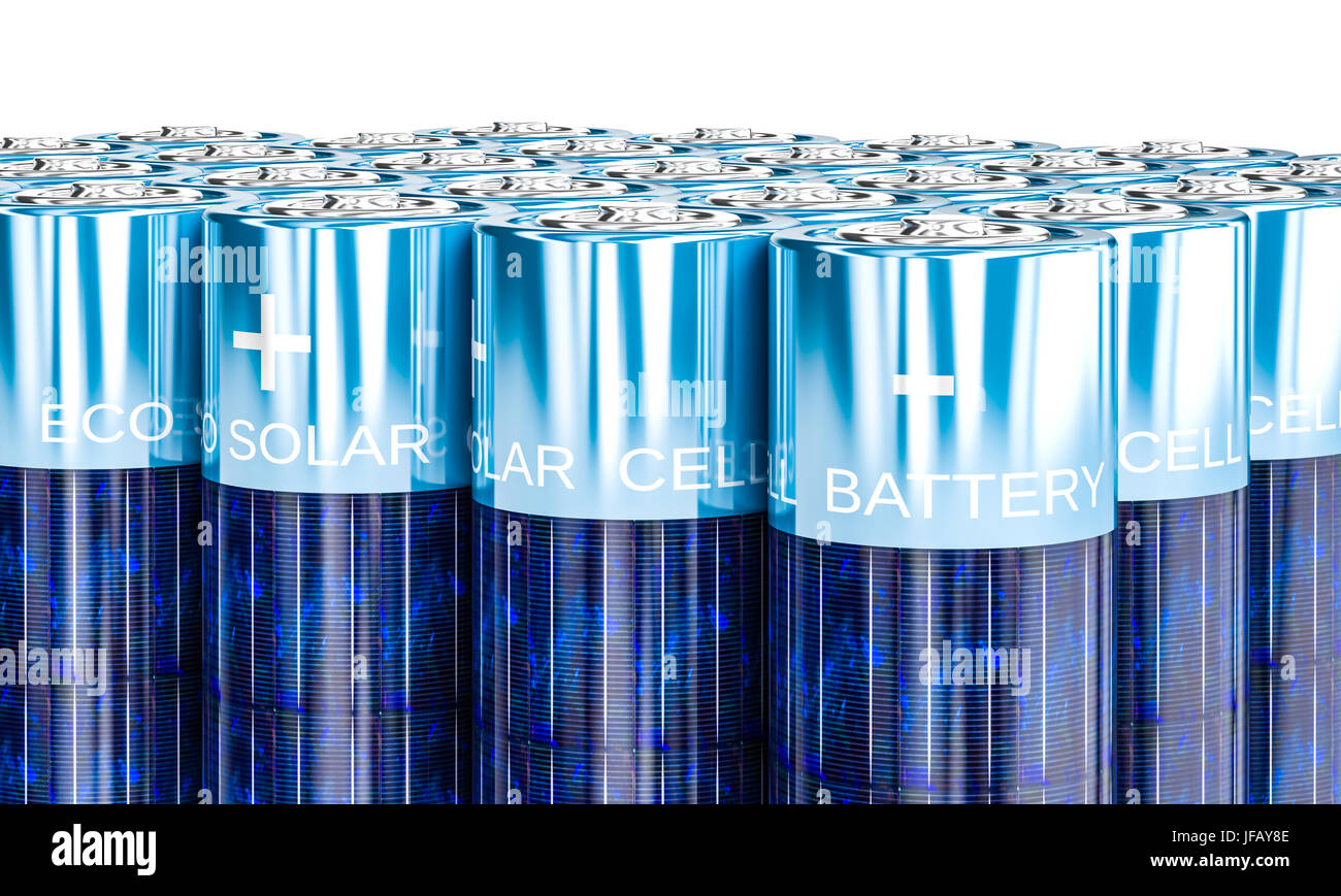 solar energy aa battery 3d rendering image Stock Photo - Alamy
