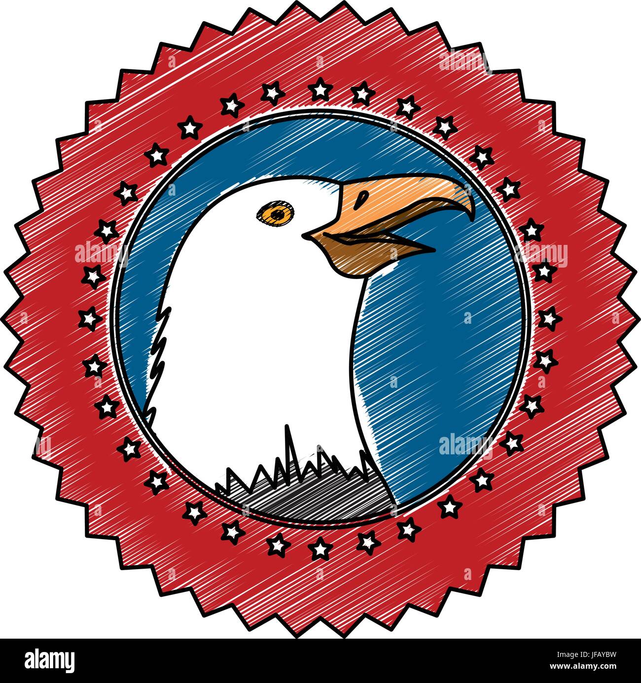 seal stamp with eagle icon over white background colorful design vector ...