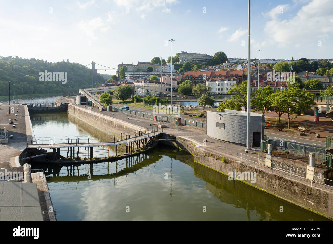 Cumberland Basin and Lock, River Avon, Bristol Harbour, with view of ...