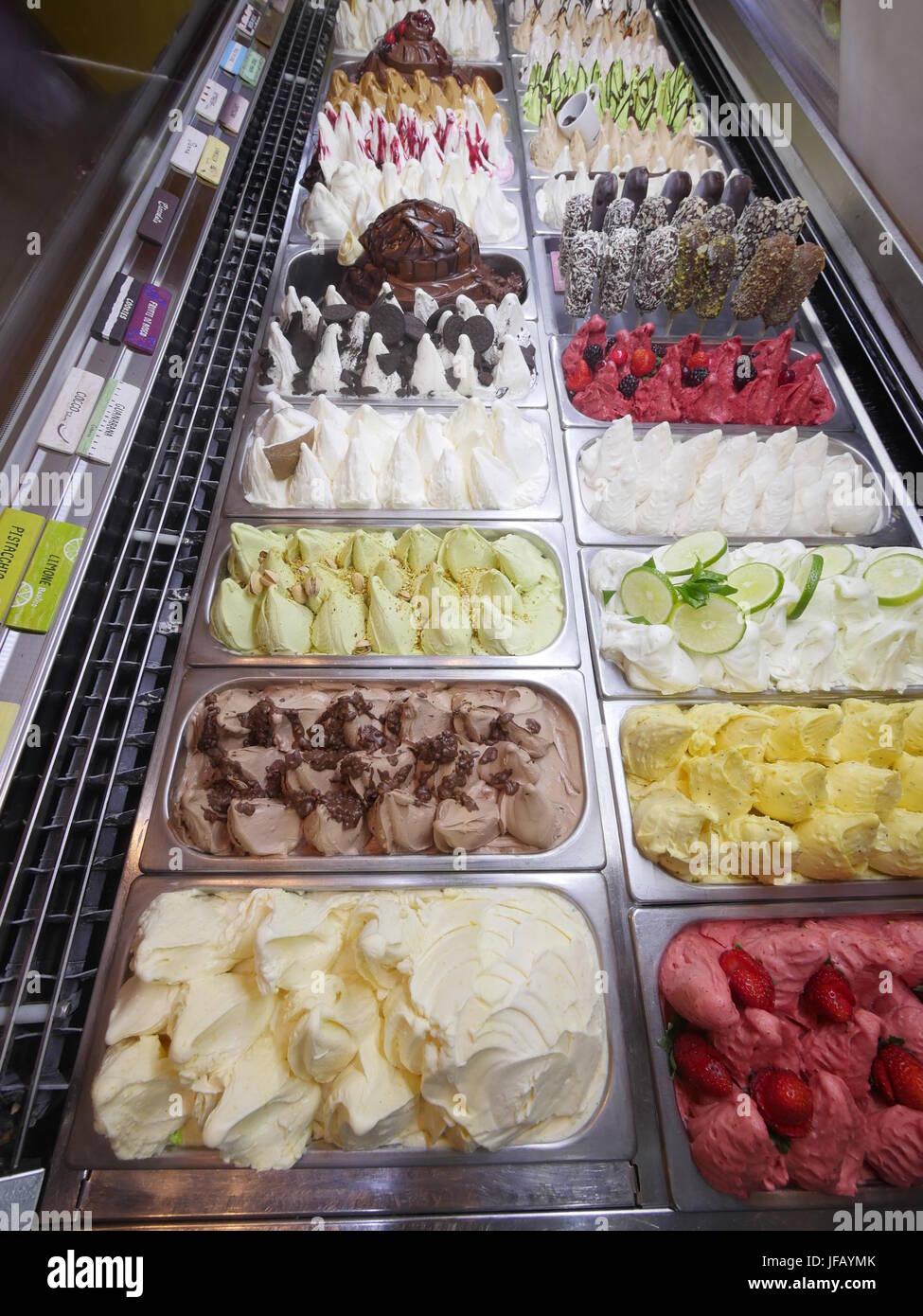 Ice cream parlor icecream of different colors Stock Photo - Alamy