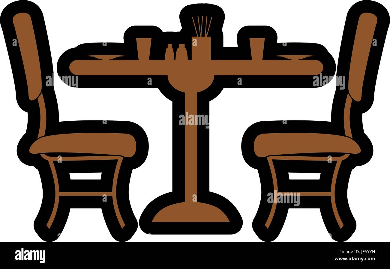 table and chairs icon over white background colorful design vector ...