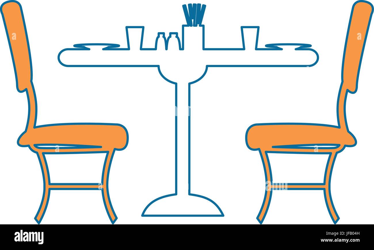 table and chairs icon over white background colorful design vector ...