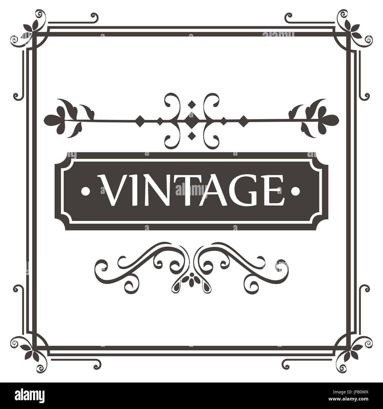 Vintage sign with beautiful borders and frame over white background ...