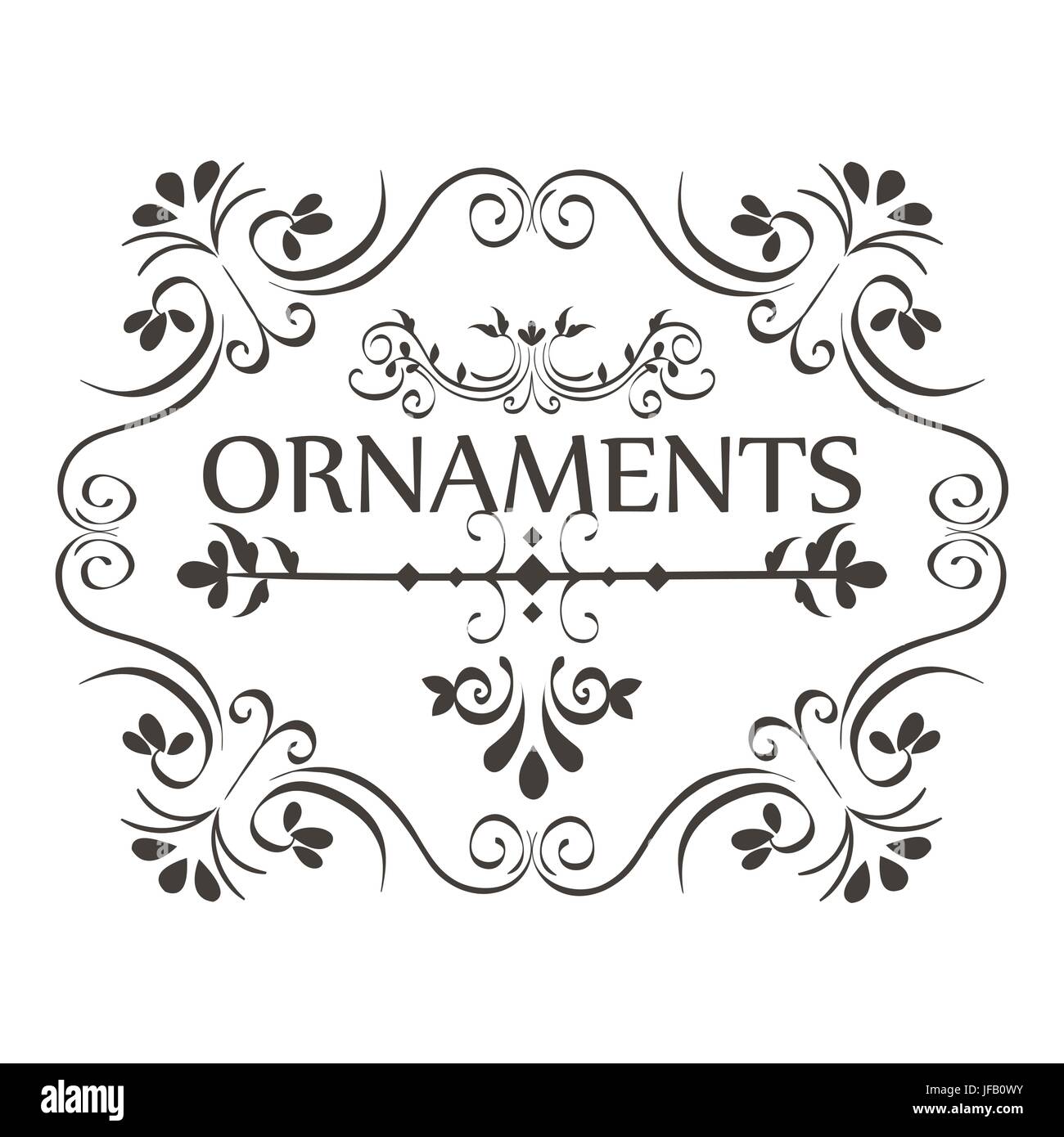 Ornaments sign with beautiful borders and frame over white background ...