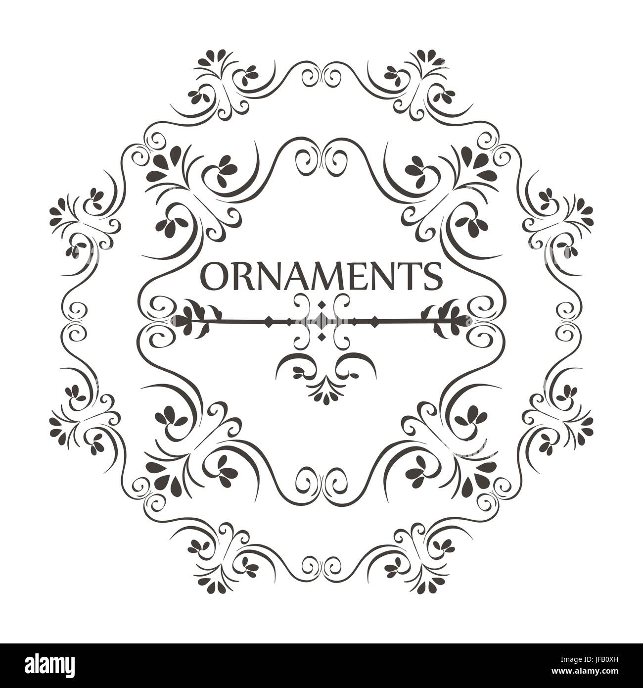Ornaments sign with beautiful border and round frame over white ...