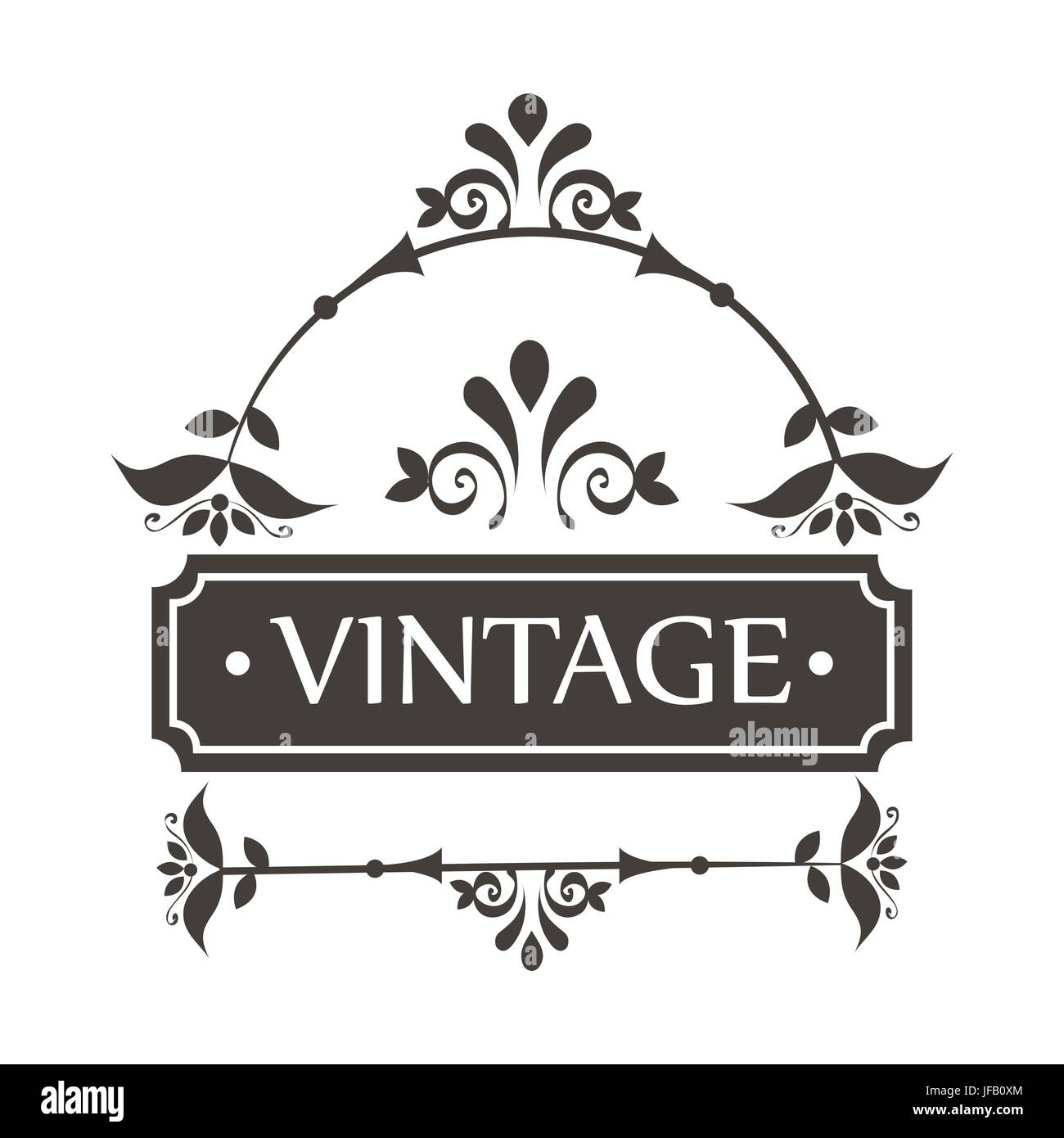 Vintage sign with ornamental borders over white background vector ...