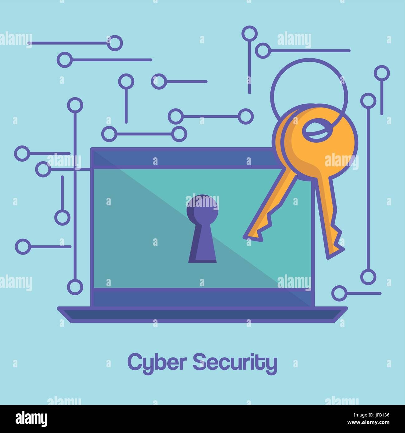 Laptop with keyhole and keys over blue background vector illustration ...