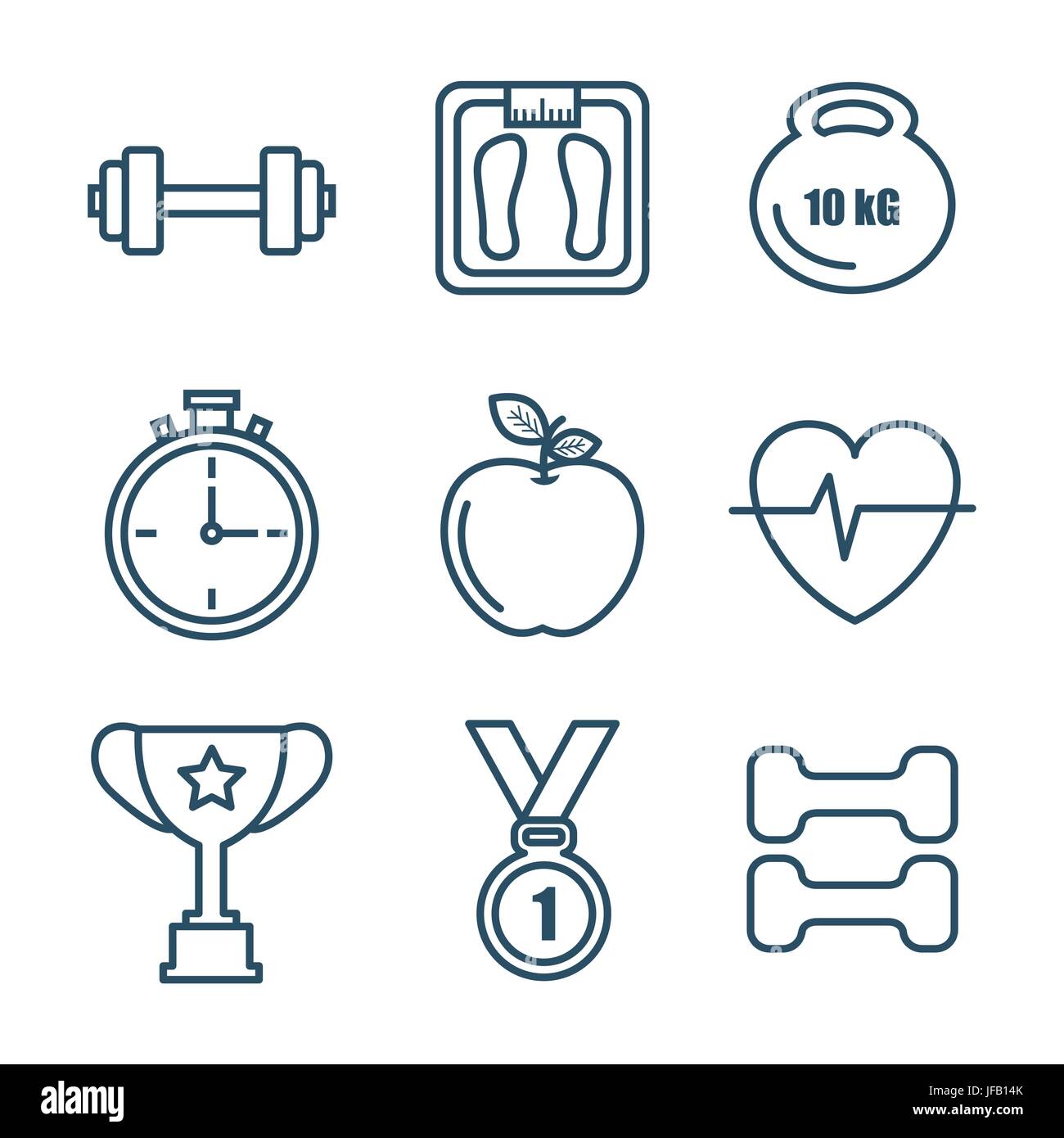 Hand drawn healthy lifestyle related icons over white background vector ...