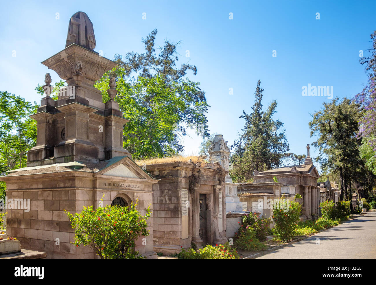 SANTIAGO, CHILE - NOVEMBER 11, 2016: Family crypts at Santiago General ...