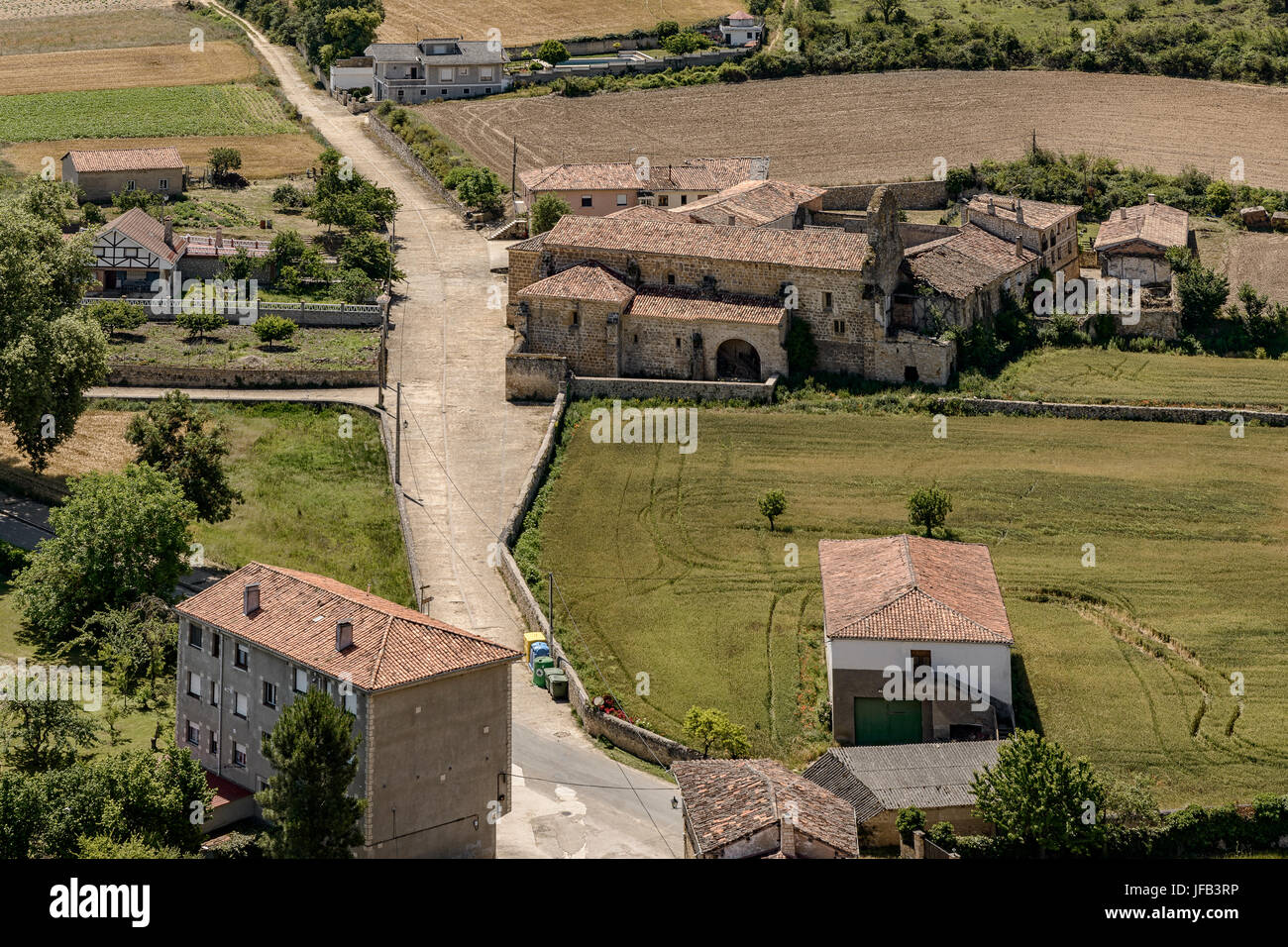 Old road from Santiago de Bilbao to Santander in the town of Frias ...