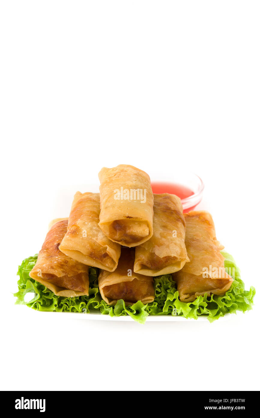 Vegetable spring rolls isolated on white background Stock Photo - Alamy