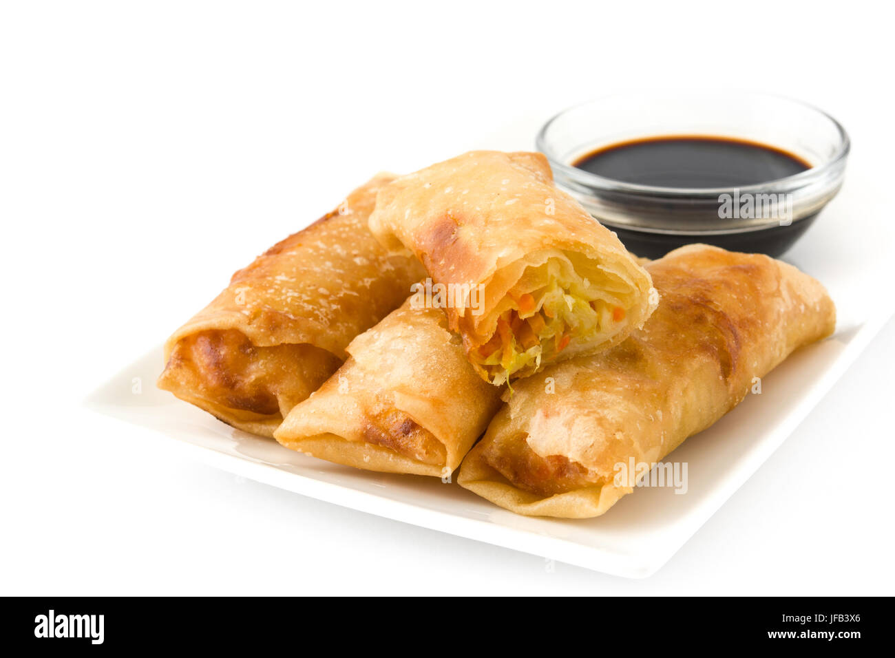 Vegetable spring rolls isolated on white background Stock Photo - Alamy