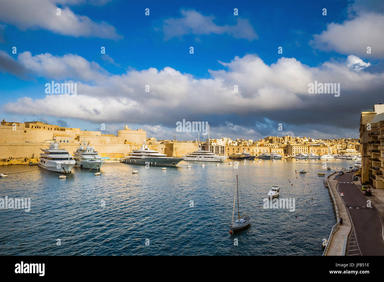 Senglea, Malta - Panoramic vew of yachts and sailing boats mooring at ...