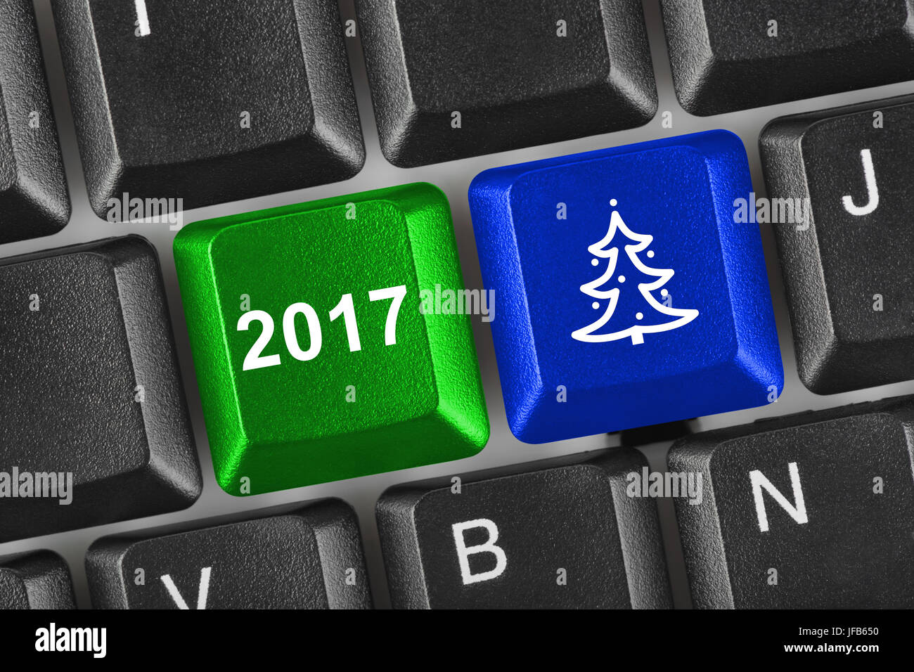 Computer keyboard with Christmas keys Stock Photo - Alamy