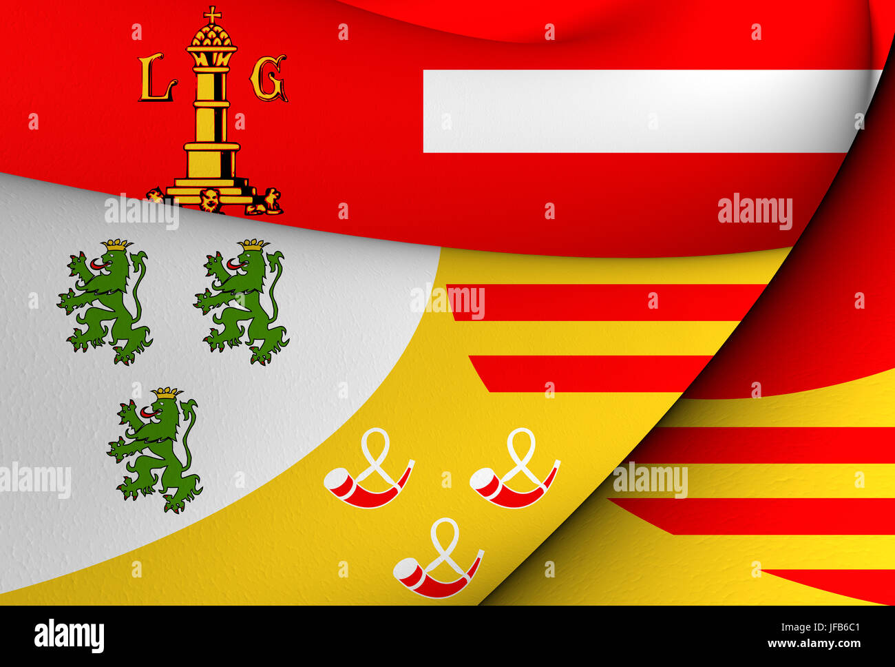 3D Flag of Liege, Belgium Stock Photo - Alamy