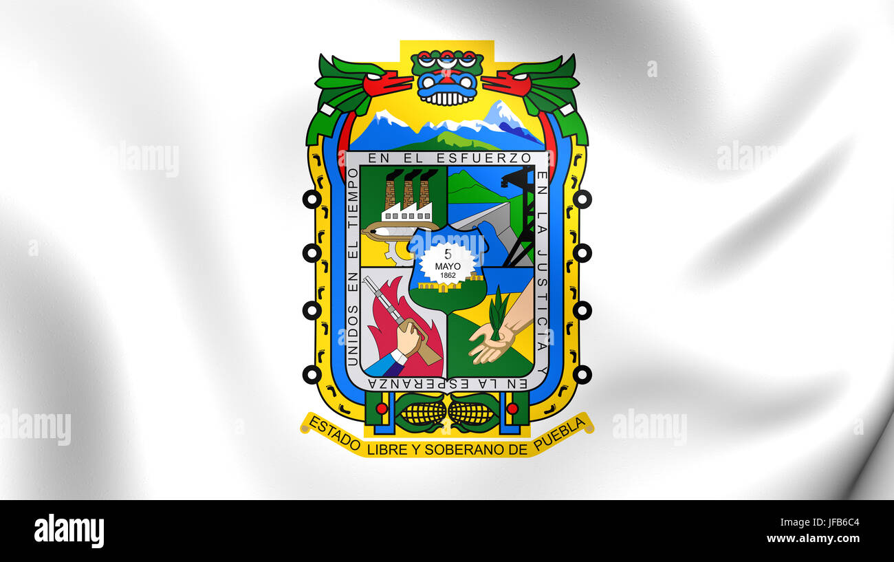 3D Flag of the Puebla State, Mexico Stock Photo - Alamy
