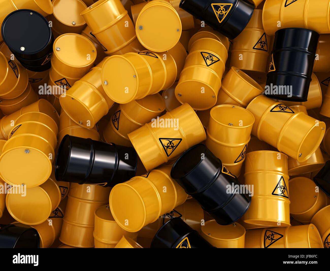 3D rendering biohazard barrels Stock Photo - Alamy