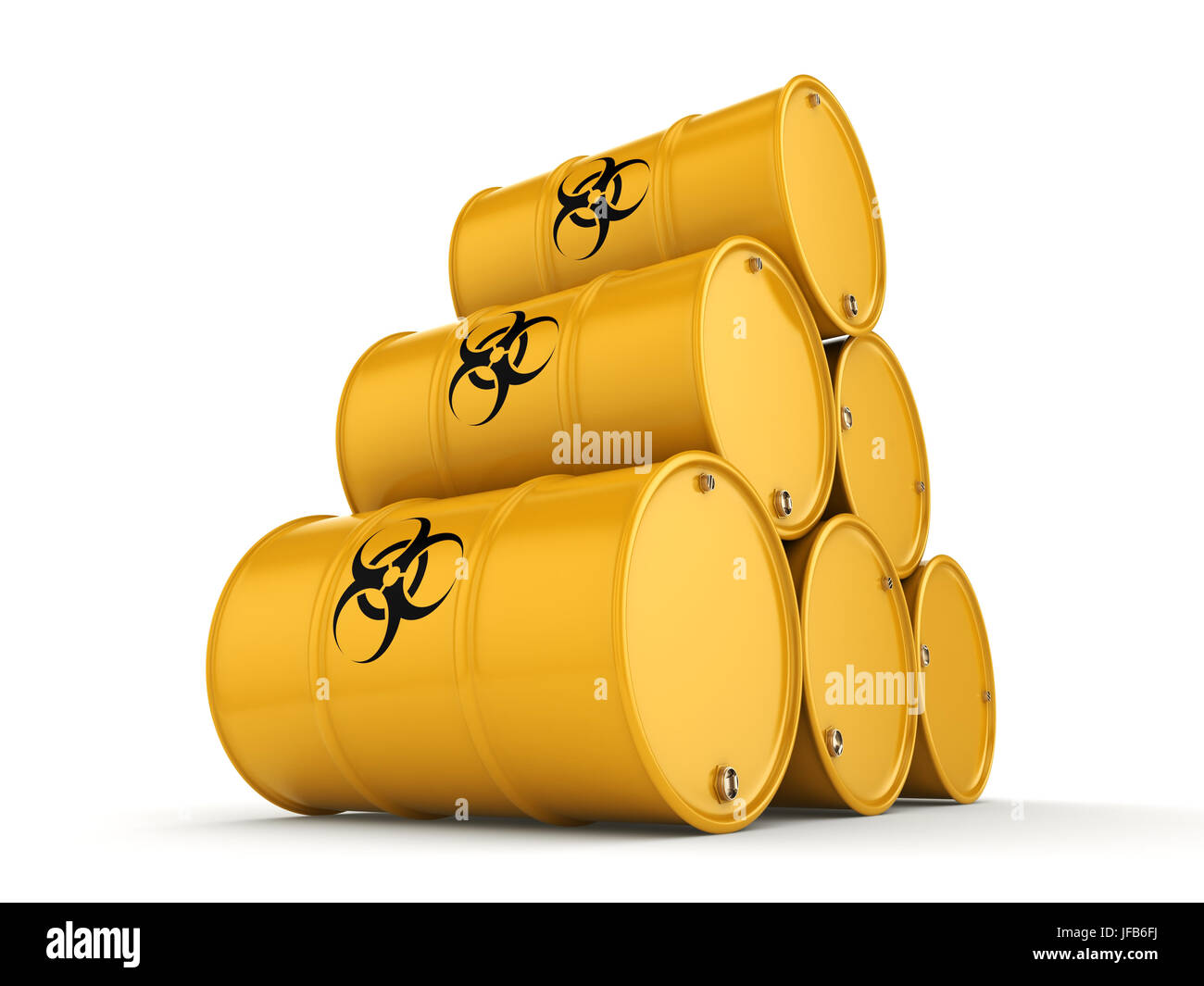 3D rendering biohazard barrels Stock Photo - Alamy