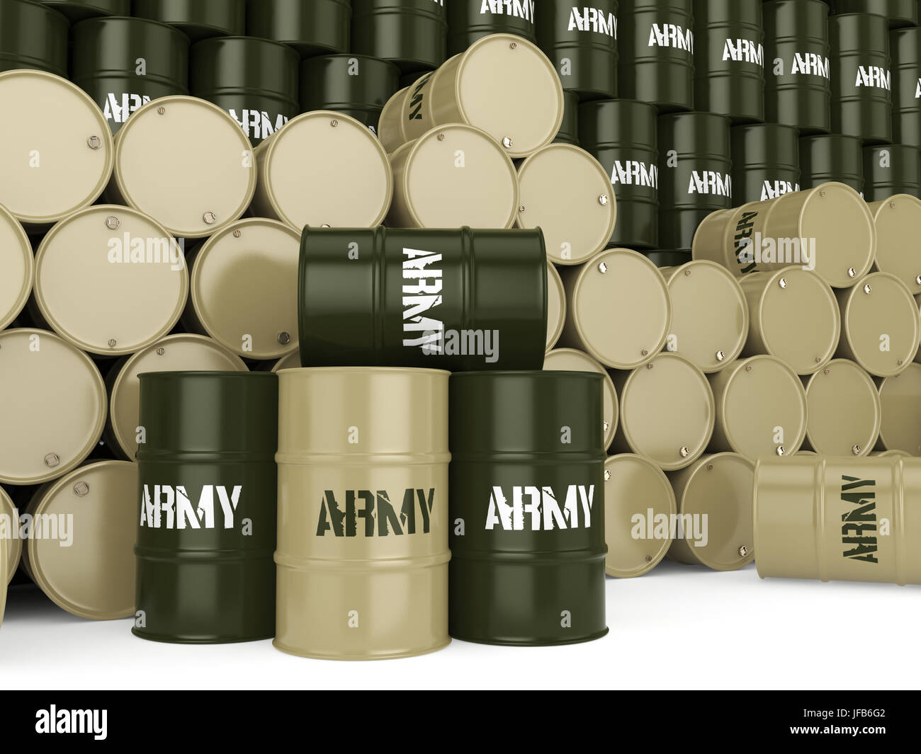 3D rendering army barrels Stock Photo - Alamy