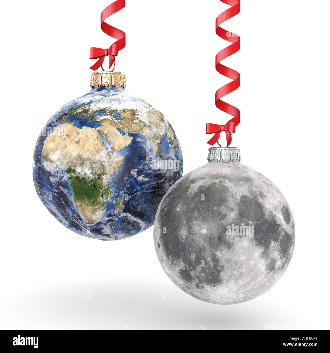 3D rendering Christmas ball Planet Earth and Moon Stock Photo - Alamy