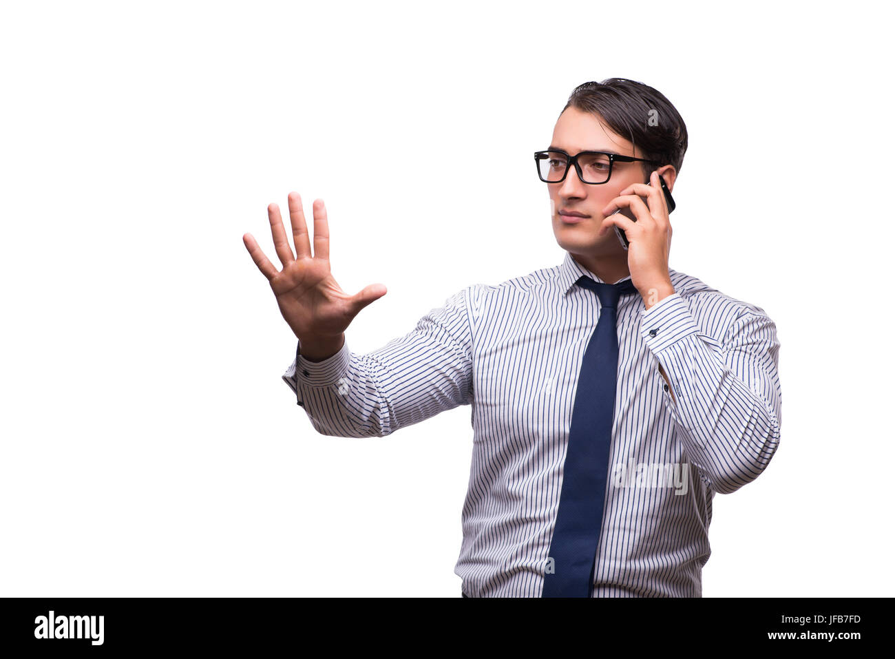Man pushing buttons on mobile Cut Out Stock Images & Pictures - Alamy