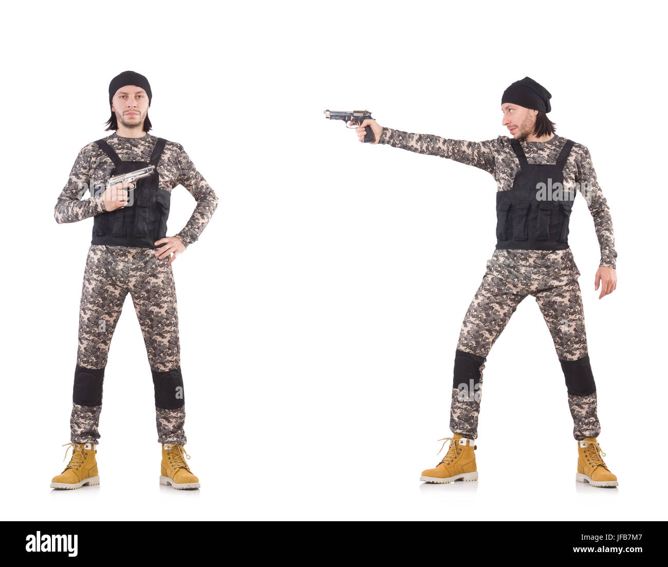 Soldier with gun isolated on white Stock Photo - Alamy