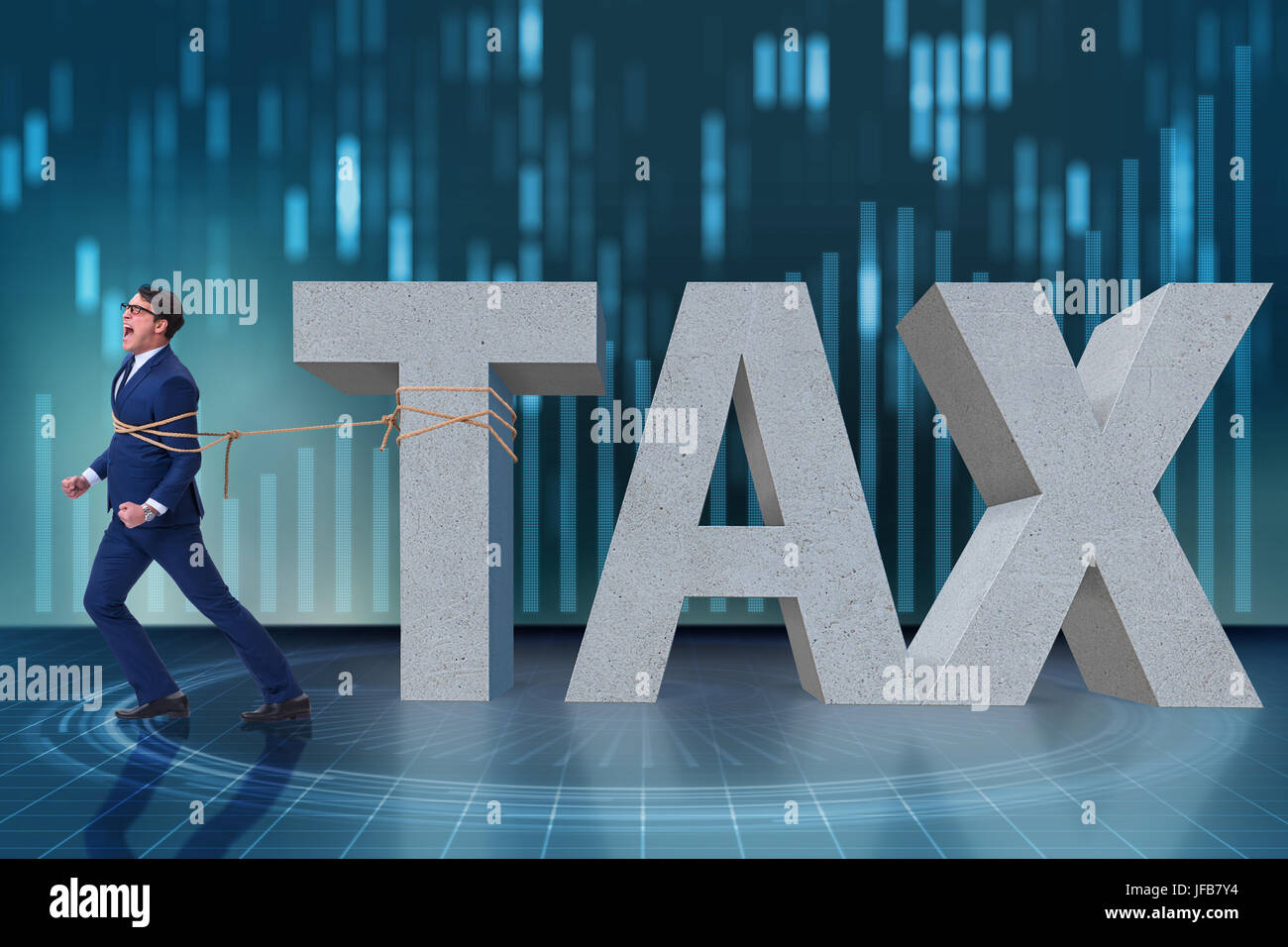 Businessman suffering from high taxes Stock Photo - Alamy
