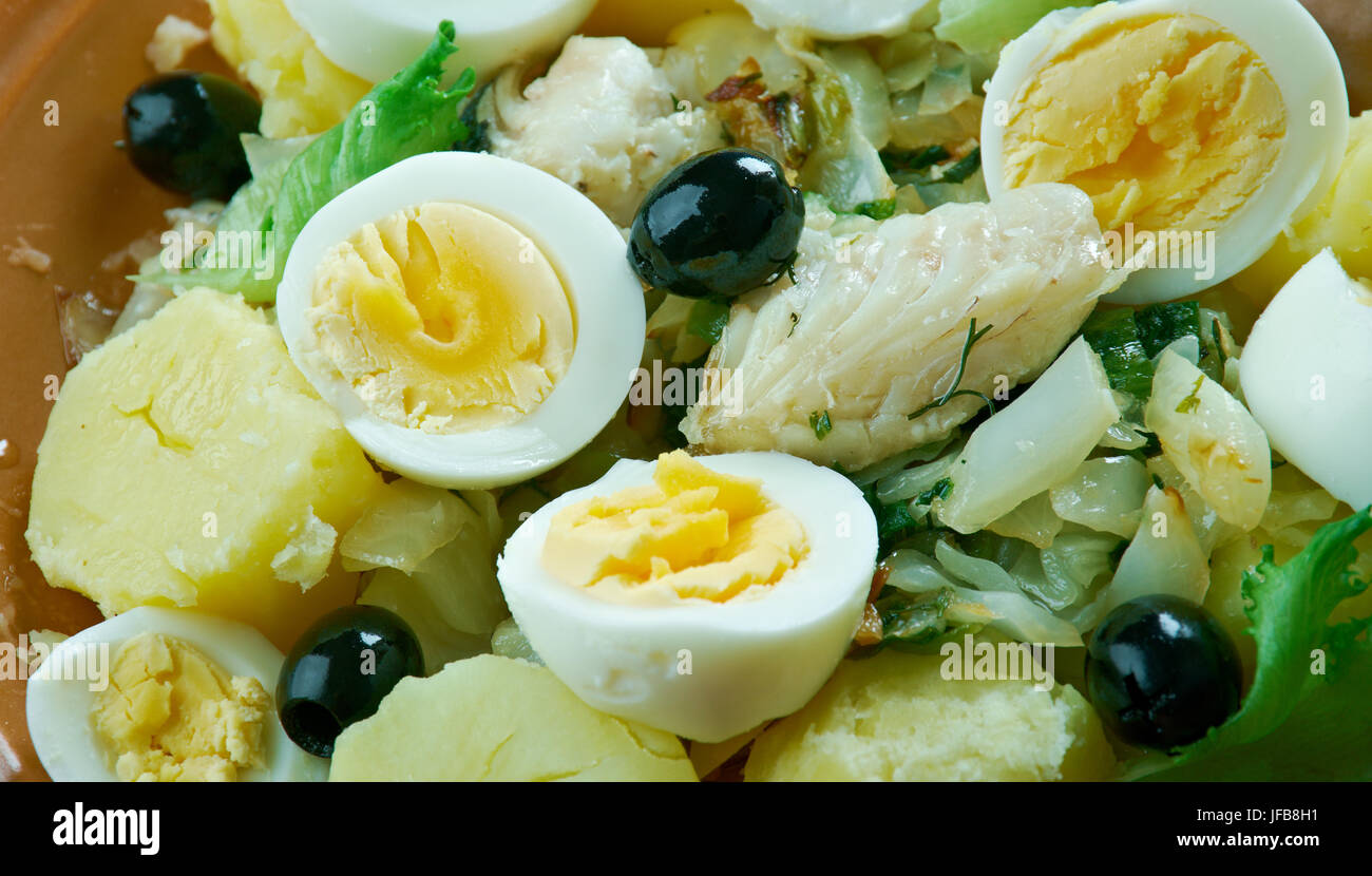 Portuguese cod fish with vegetables Stock Photo - Alamy