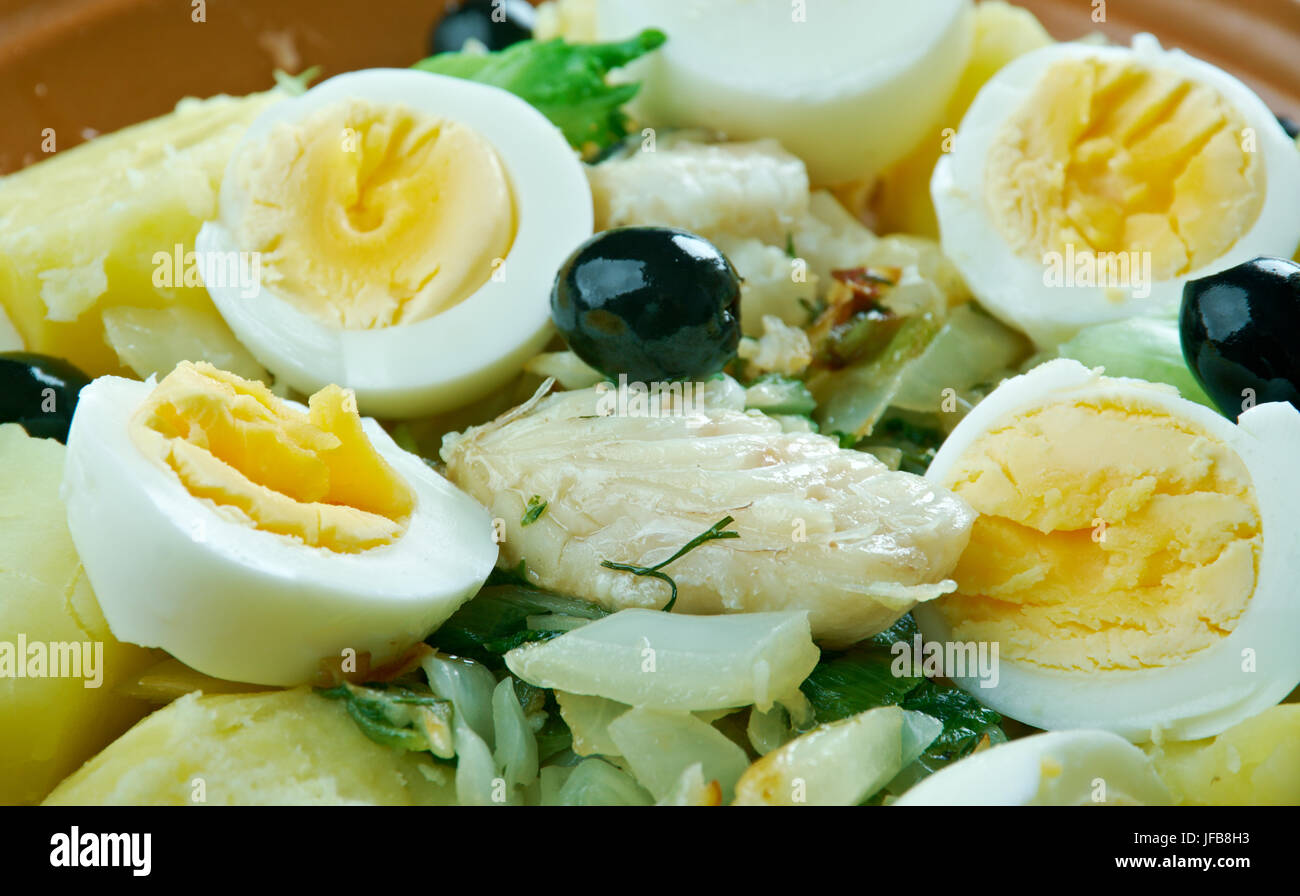 Portuguese cod fish with vegetables Stock Photo - Alamy