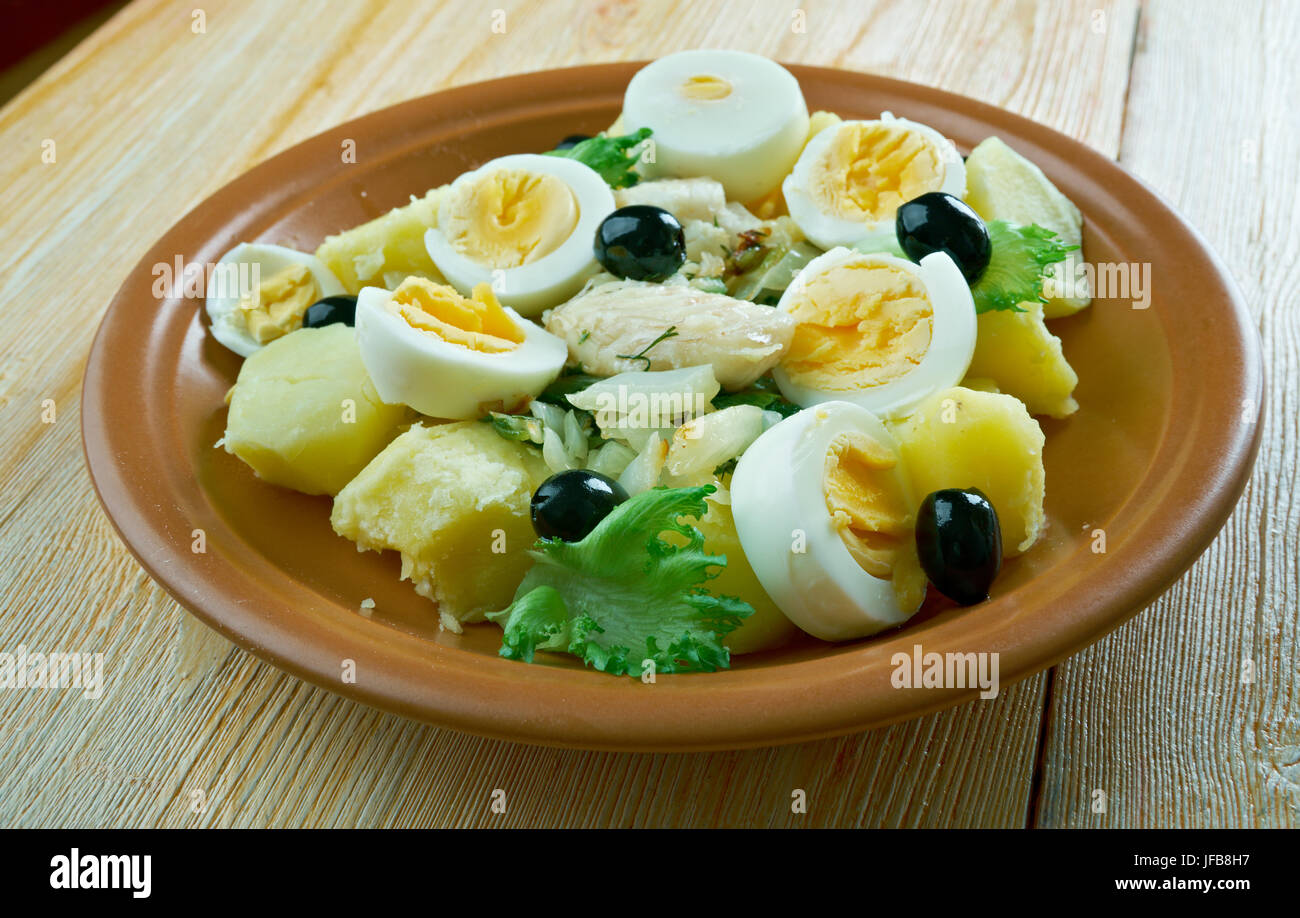Portuguese cod fish with vegetables Stock Photo - Alamy
