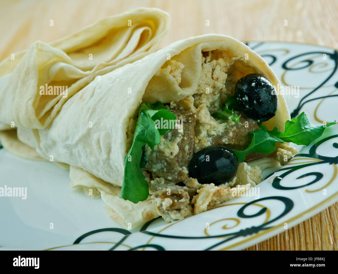 Moroccan flatbread wraps with harissa Stock Photo - Alamy