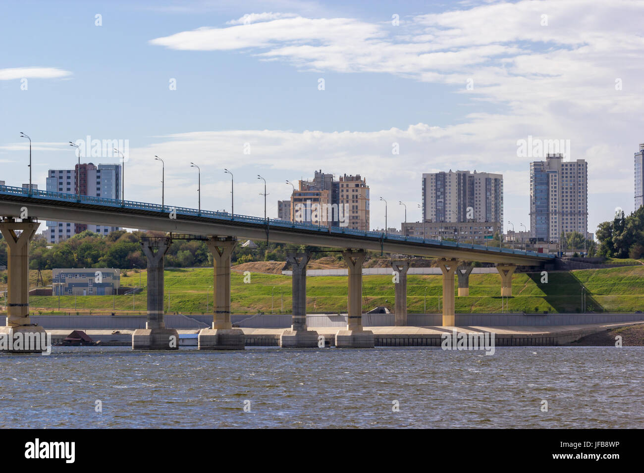 City view and bridge over the river Stock Photo - Alamy