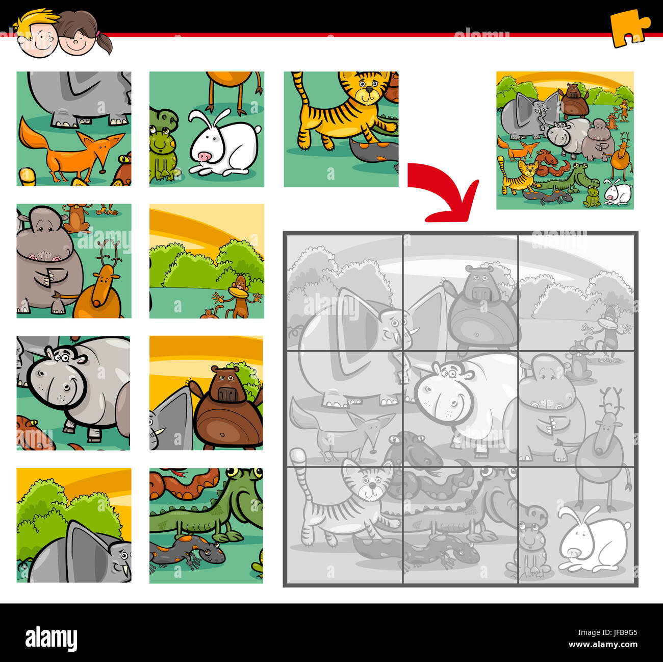 jigsaw puzzle with animals Stock Photo - Alamy