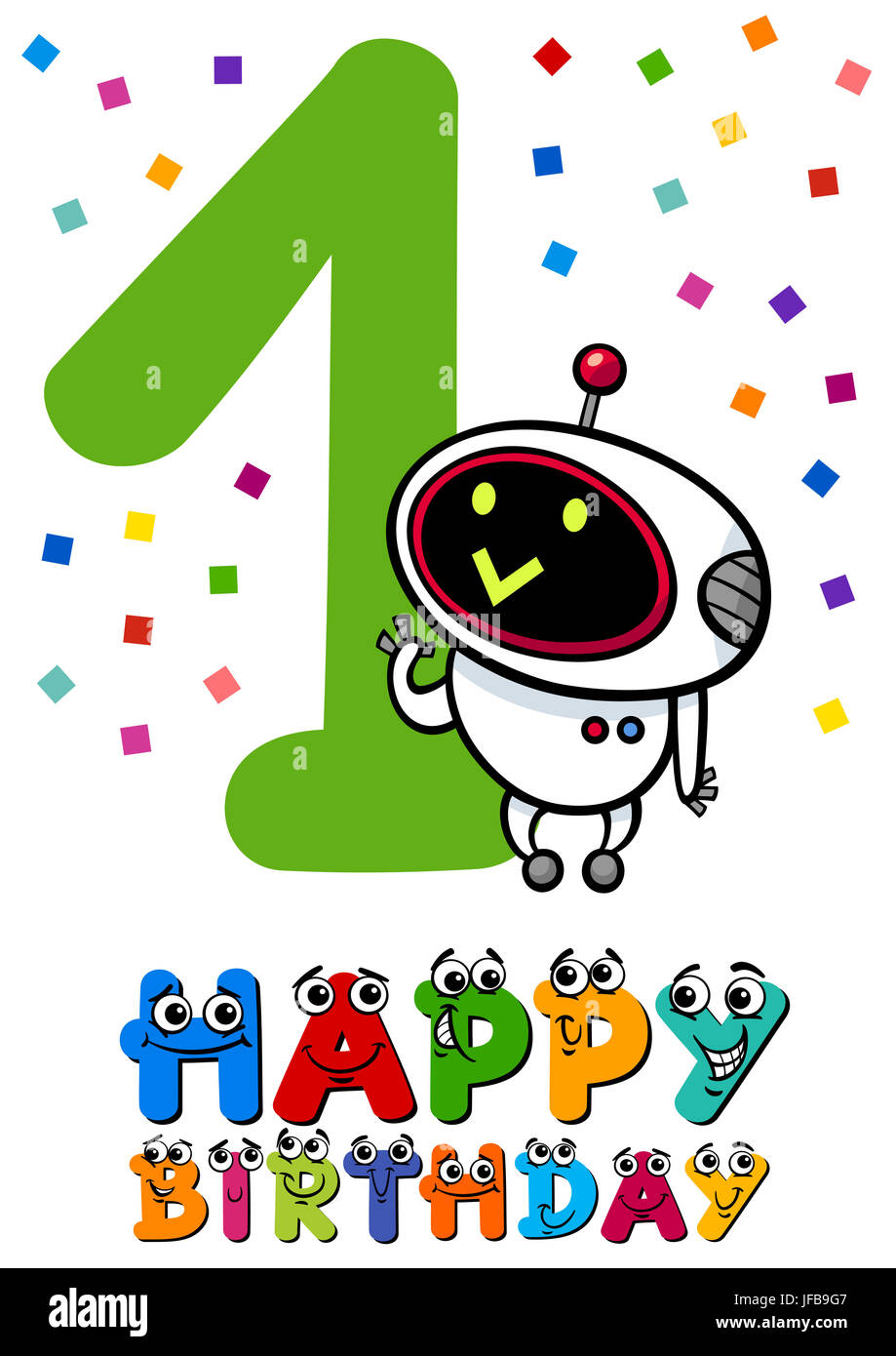 first birthday cartoon design Stock Photo - Alamy
