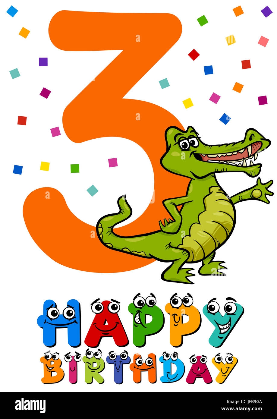 third birthday cartoon card Stock Photo - Alamy