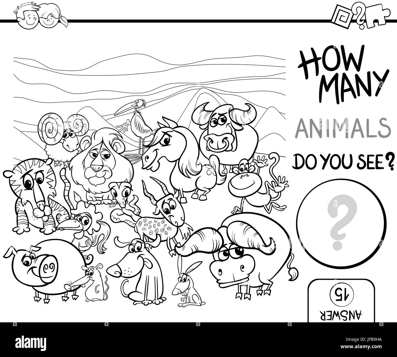 count the animals for coloring Stock Photo - Alamy